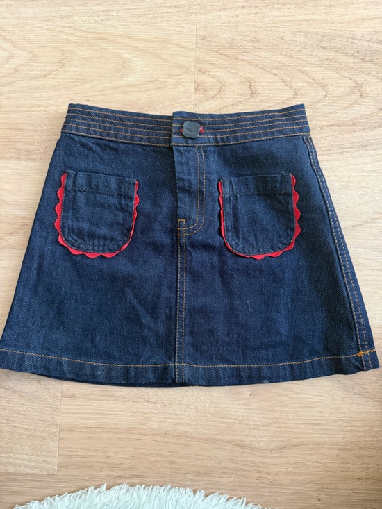 Zara | Bottoms | Zara Dark Blue Denim Mini Skirt With Red Trim | Poshmark